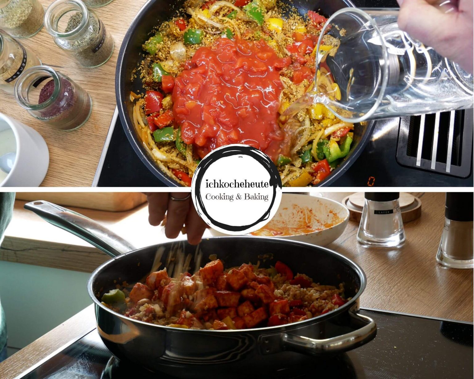 Veggie Bulgur Pfanne mit Paprika & Halloumi - ichkocheheute.de